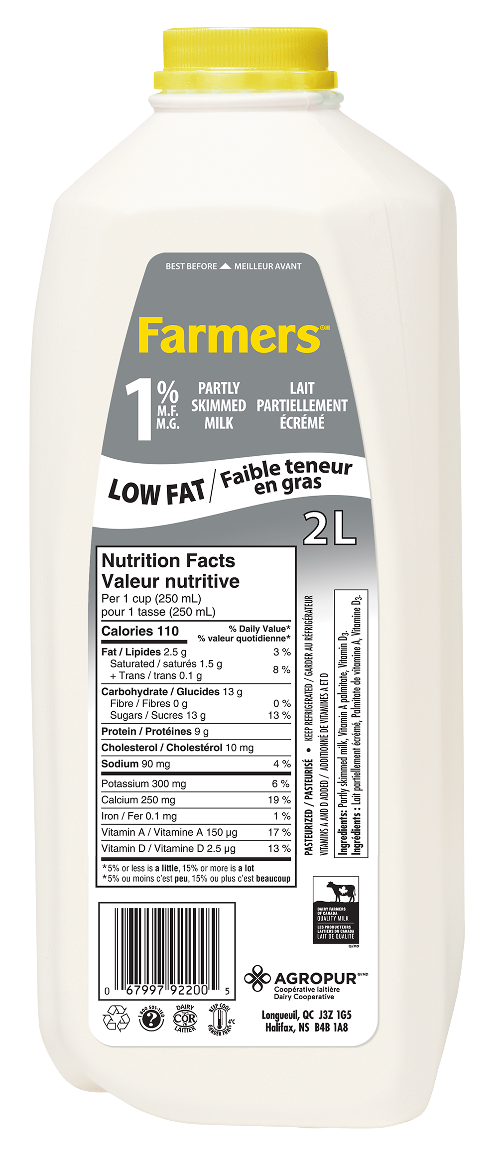 2L FARMERS MILK 1% JUG | Agropur Solutions