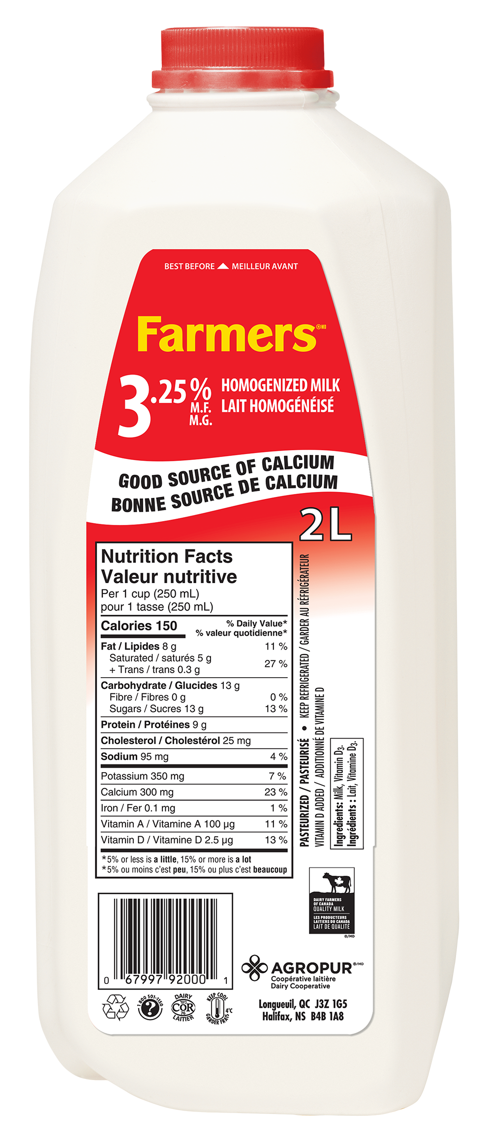 2L FARMERS MILK 3.25% JUG | Agropur Solutions