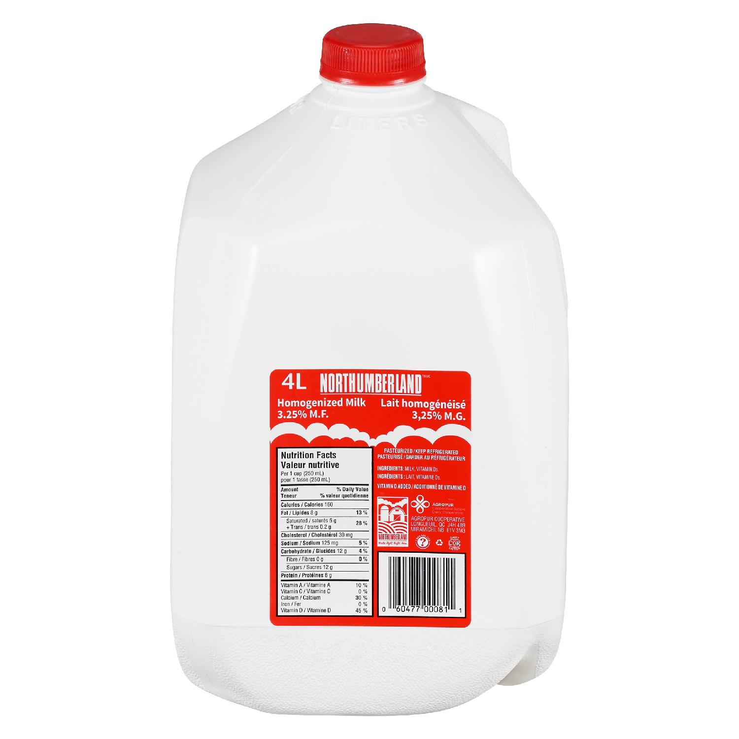 4L NORTHUMBERLAND MILK 3.25% JUG | Agropur Solutions